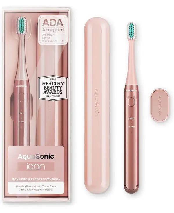 AQUASONIC Icon Rechargeable Electric Toothbrush - Pink