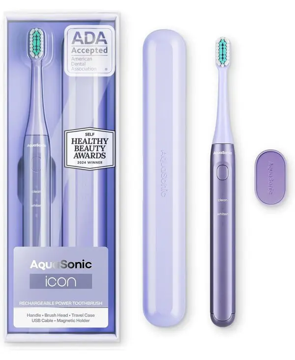 AQUASONIC Icon Rechargeable Electric Toothbrush - Purple