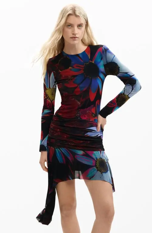 Desigual Floral Print Long Sleeve Minidress