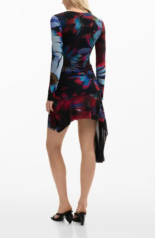 Desigual Floral Print Long Sleeve Minidress