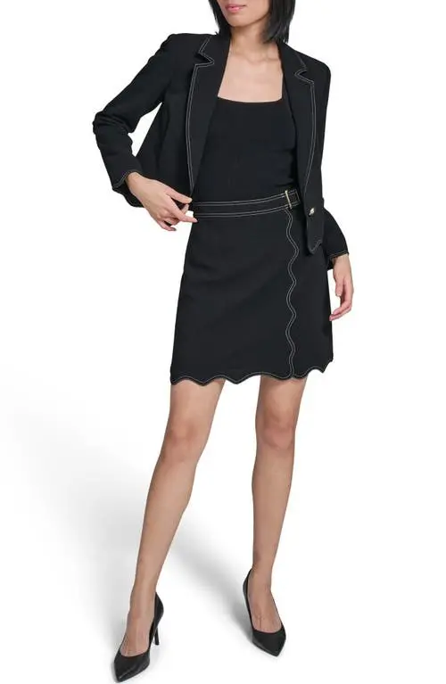 Karl Lagerfeld Paris Belted Scalloped Hem Miniskirt