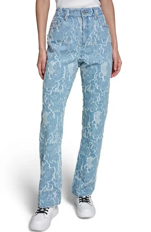 Karl Lagerfeld Paris Floral Jacquard Straight Leg Jeans