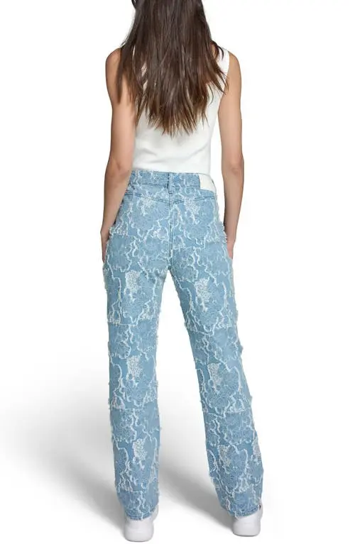 Karl Lagerfeld Paris Floral Jacquard Straight Leg Jeans