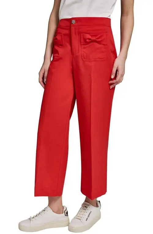 Karl Lagerfeld Paris Bow Pocket Crop Pants - Apple Red