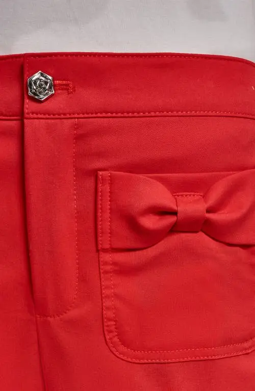 Karl Lagerfeld Paris Bow Pocket Crop Pants - Apple Red