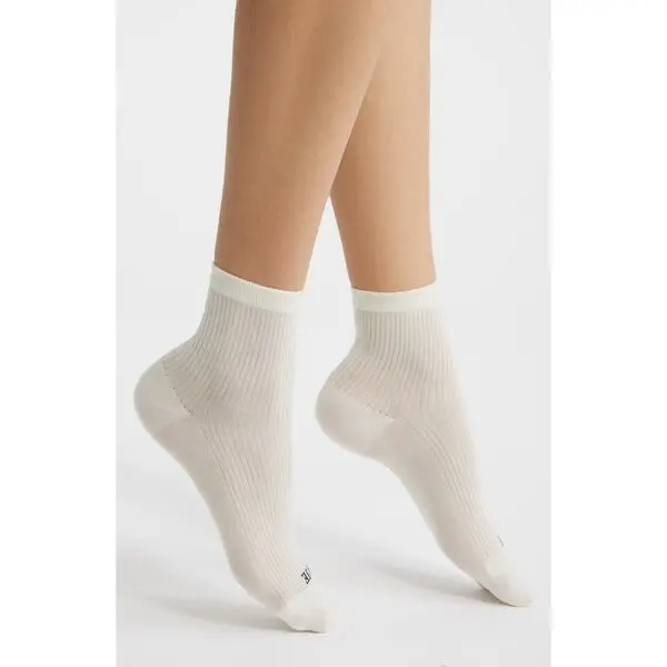 Hue Sheer Rib Crew Socks - White