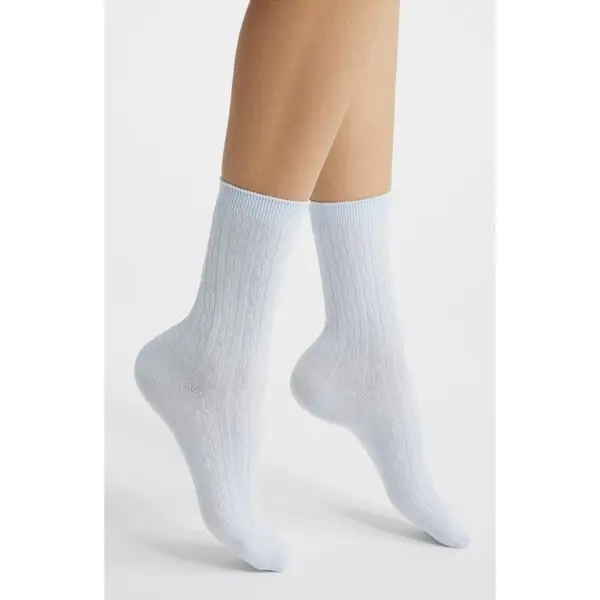 Hue Cable Knit Crew Socks - Cerulean