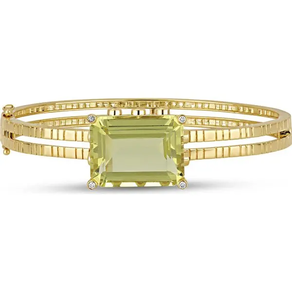 Bony Levy 18k Gold Lemon Quartz & Diamond Bangle - Green