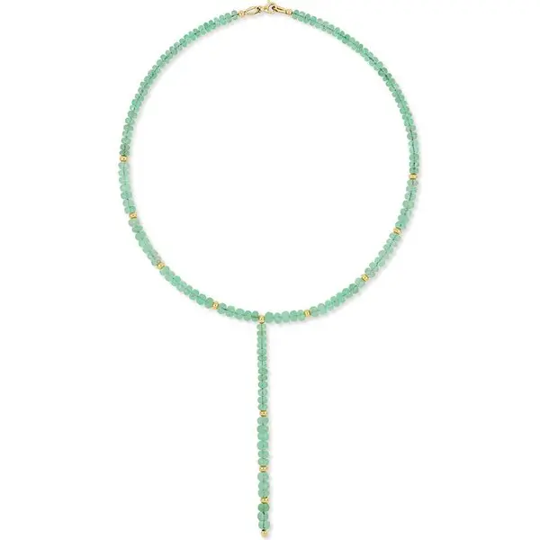 Bony Levy 14k Gold Iris Emerald Beaded Tennis Necklace - Green