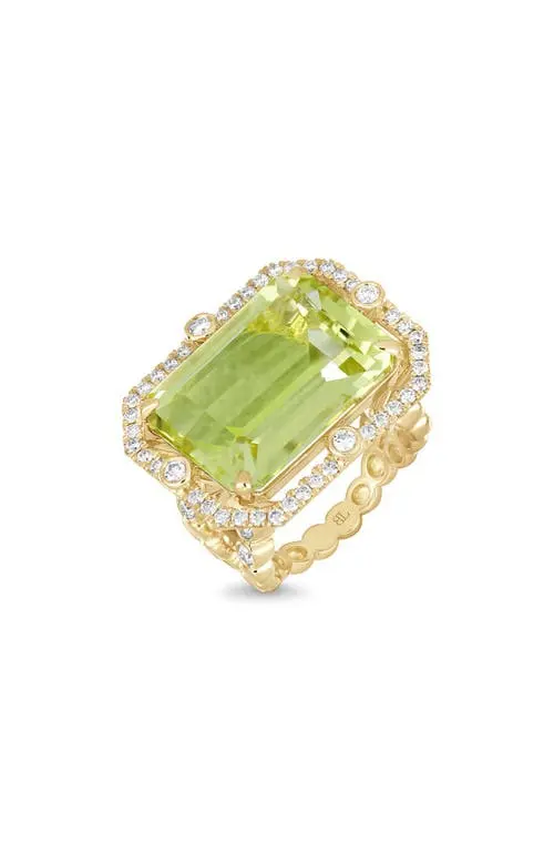Bony Levy 18k Gold Iris Lemon Quartz & Diamond Statement Ring - Green