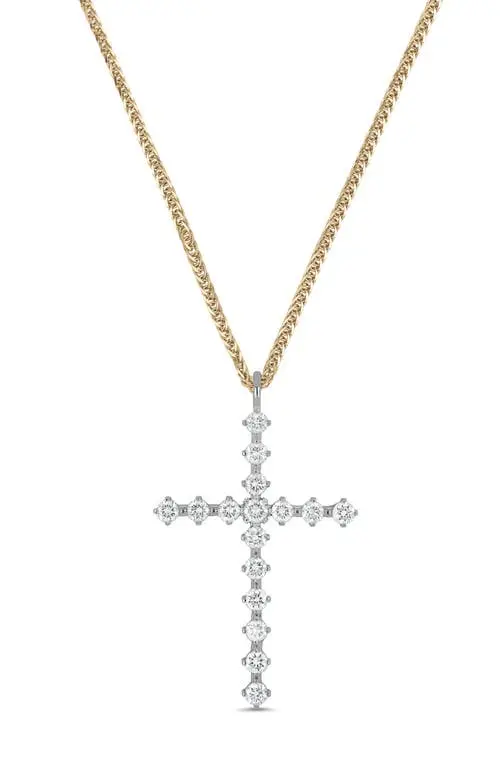 Bony Levy 18k Gold Liora Diamond Cross Pendant Necklace - Two Tone