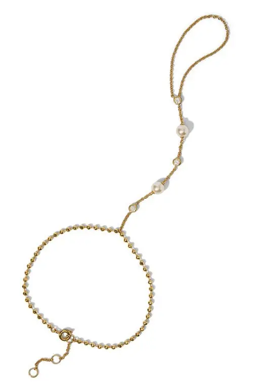 Nadri Esme Faux Pearl Hand Chain - Gold