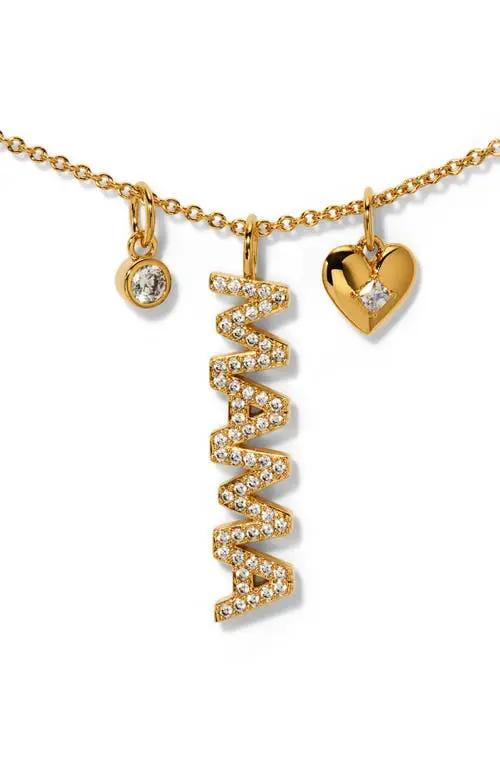 Nadri Mama Crystal Pavé Charm Necklace - Gold