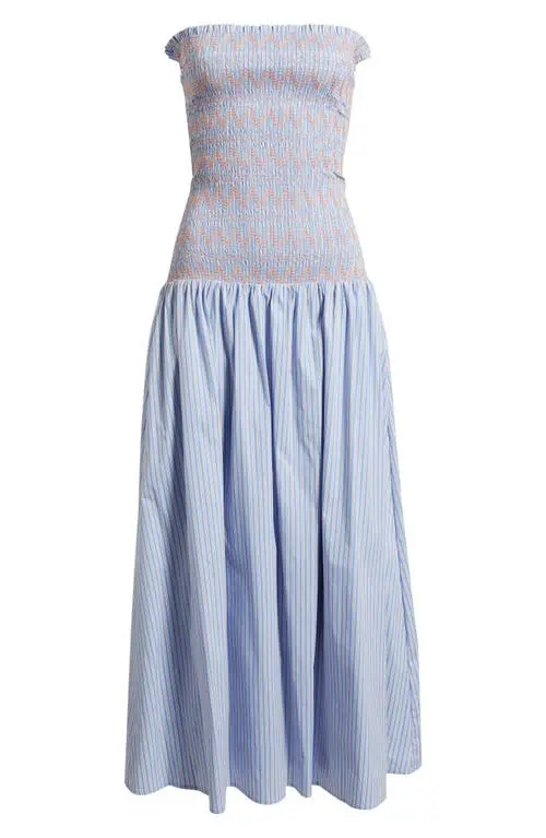 Line & Dot Eleni Smocked Strapless Maxi Dress