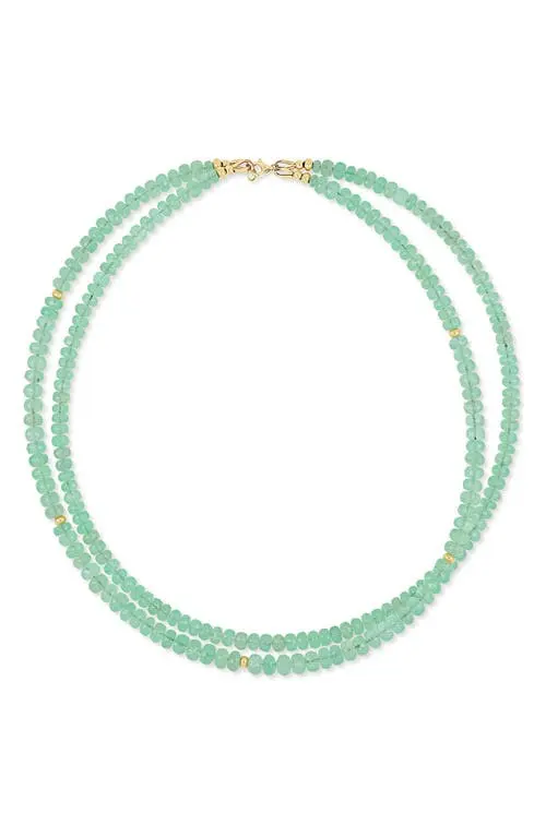 Bony Levy 14k Gold Iris Emerald Beaded Tennis Necklace - Green
