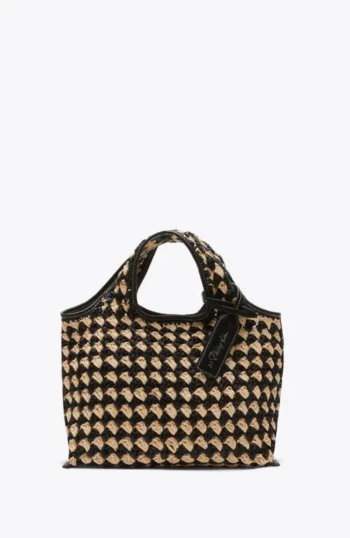 3.1 Phillip Lim Crochet Raffia Mini Market Tote - Black-buckwheat