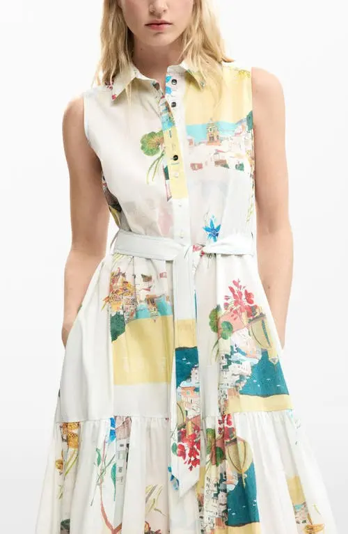 Desigual Postcard Print Sleeveless Shirtdress