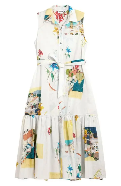 Desigual Postcard Print Sleeveless Shirtdress