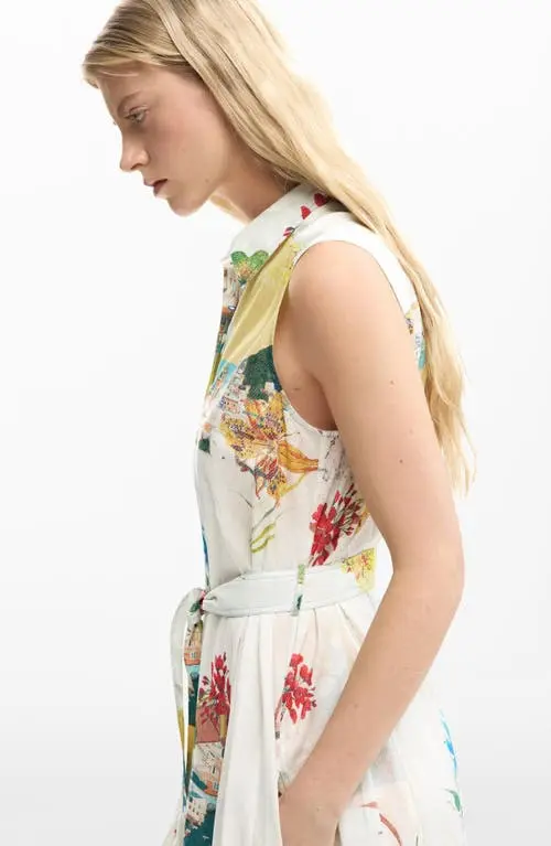 Desigual Postcard Print Sleeveless Shirtdress