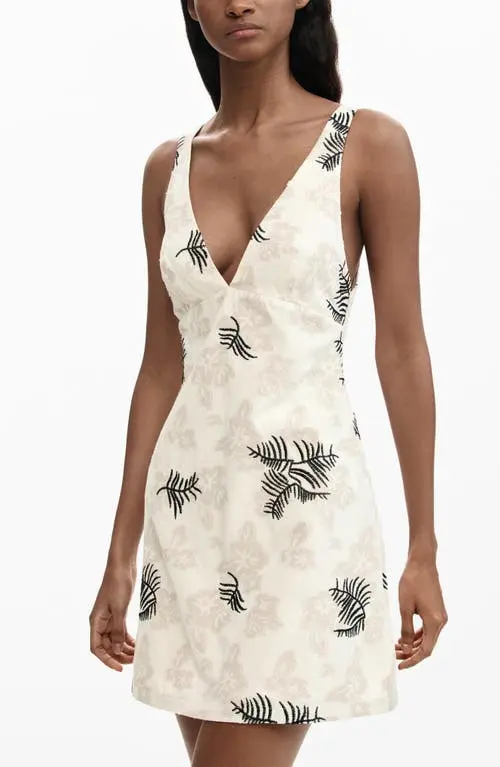 Desigual Floral Print Embroidered Minidress