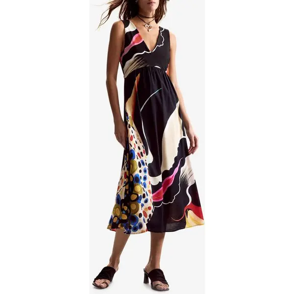 Desigual Abstract Print A-line Midi Dress
