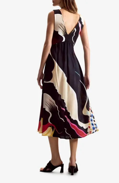 Desigual Abstract Print A-line Midi Dress