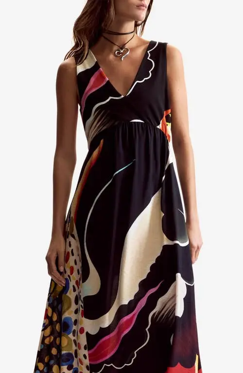 Desigual Abstract Print A-line Midi Dress