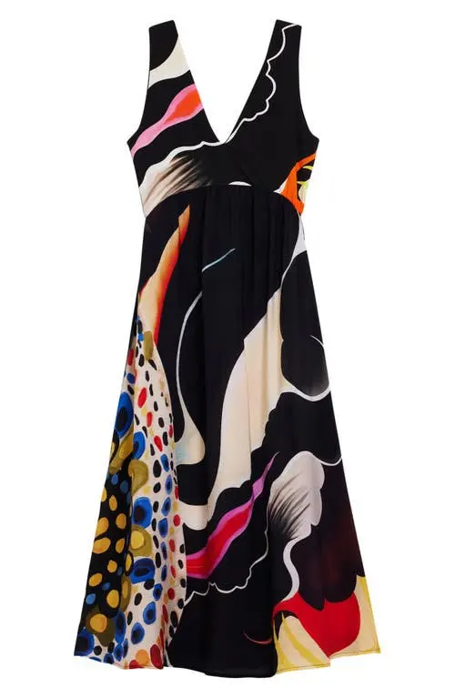 Desigual Abstract Print A-line Midi Dress