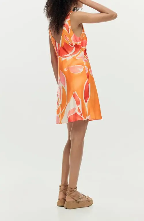 Desigual Abstract Floral Print Satin Minidress