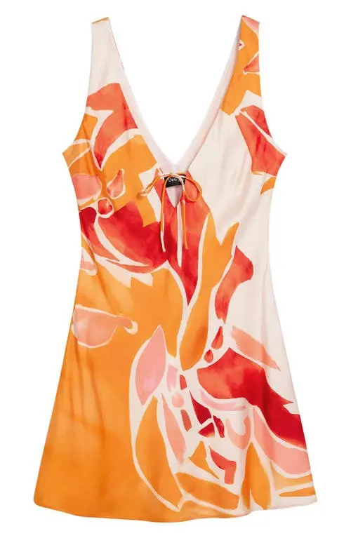 Desigual Abstract Floral Print Satin Minidress