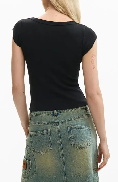 Desigual Floral Graphic T-shirt - Black