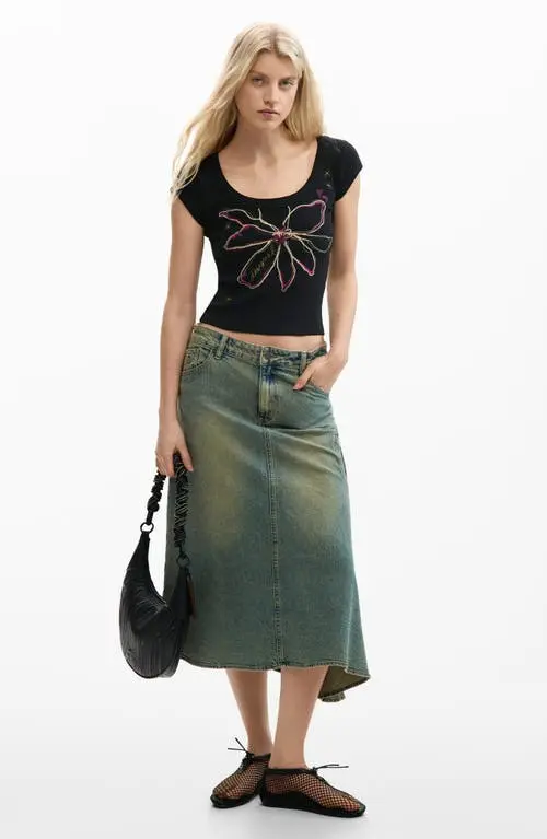 Desigual Floral Graphic T-shirt - Black