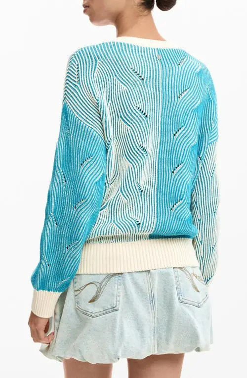 Desigual Colorblock Pointelle Sweater