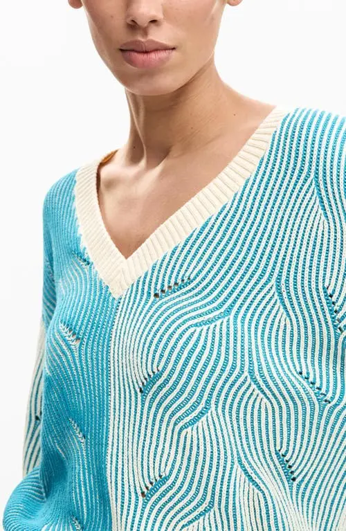 Desigual Colorblock Pointelle Sweater