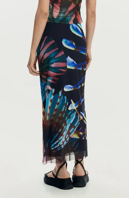Desigual Graphic Mesh Maxi Skirt