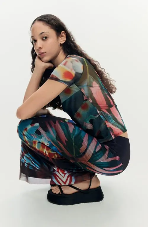 Desigual Graphic Mesh Maxi Skirt
