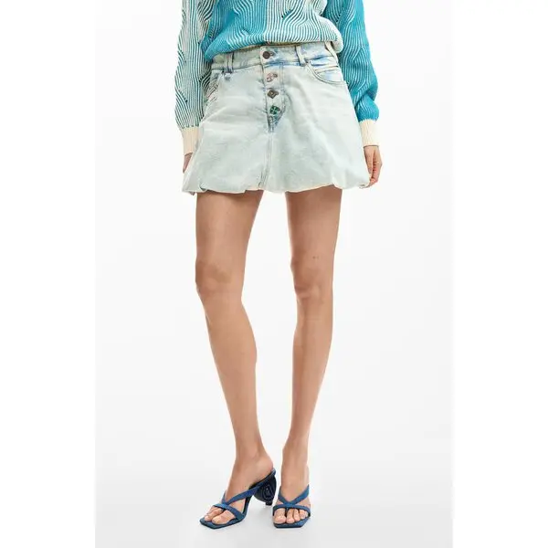 Desigual Bubble Hem Denim Miniskirt