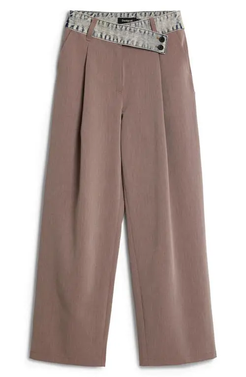 Desigual Mixed Media Pleated Trousers