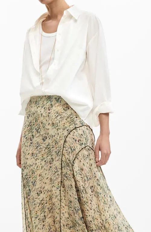 Desigual Abstract Print Midi A-line Skirt - Medium Beige