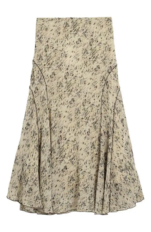 Desigual Abstract Print Midi A-line Skirt - Medium Beige
