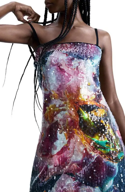 Desigual Floral Sequin Minidress