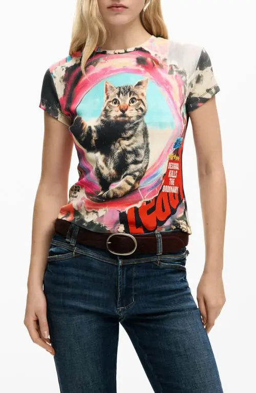 Desigual Printed Stretch Cotton T-shirt