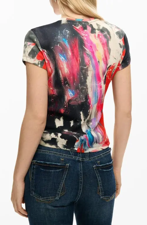 Desigual Printed Stretch Cotton T-shirt
