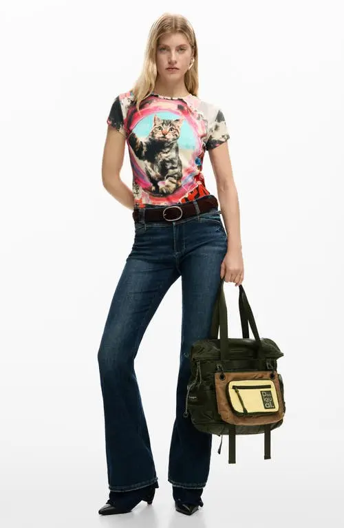 Desigual Printed Stretch Cotton T-shirt