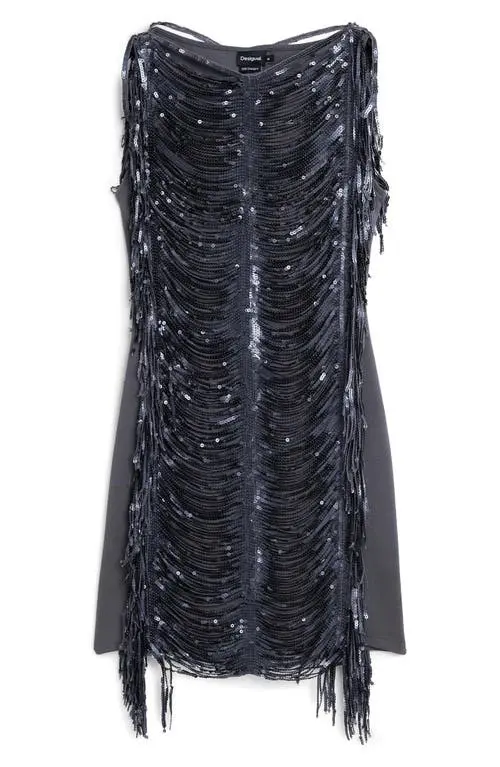 Desigual Sleeveless Sequin Minidress - Black