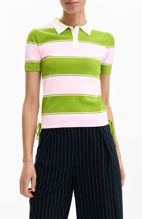Desigual Stripe Polo Shirt - Pink