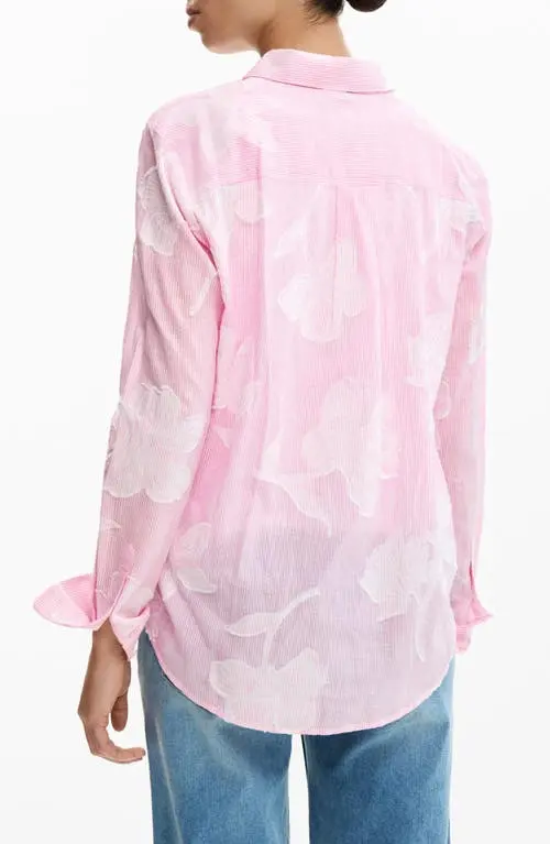 Desigual Floral Appliqué Graphic Button-up Shirt