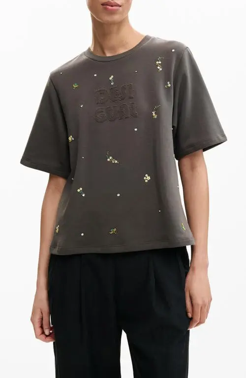 Desigual Logo Appliqué T-shirt - Gray