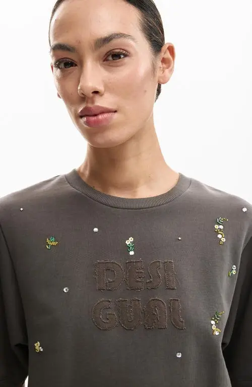 Desigual Logo Appliqué T-shirt - Gray