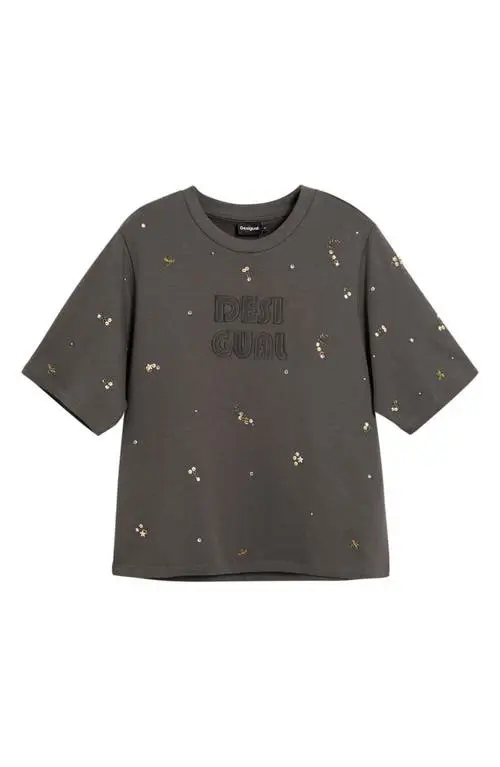 Desigual Logo Appliqué T-shirt - Gray
